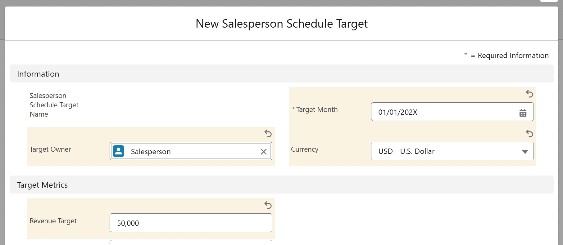 Configure Salesperson Targets | GSP Product Schedules